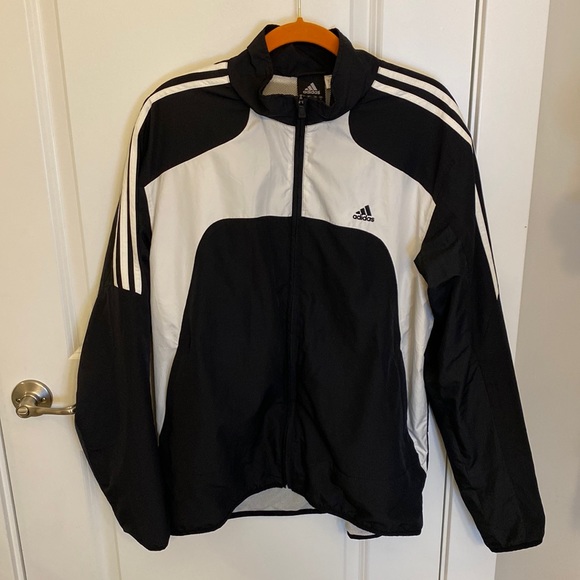 adidas | Jackets & Coats | Adidas Large Black And White Windbreaker ...
